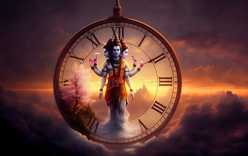 Huge Clock with Shri Krishna Standing Stock Illustration - Illustration ...