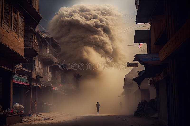Huge Clouds of Dust from Explosion Shooting into Sky after Earthquake ...