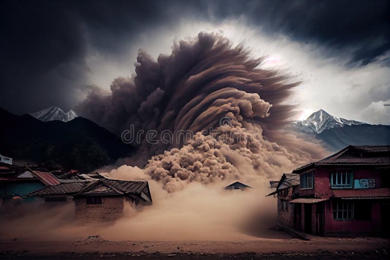 Huge Clouds of Dust from Explosion Shooting into Sky after Earthquake ...