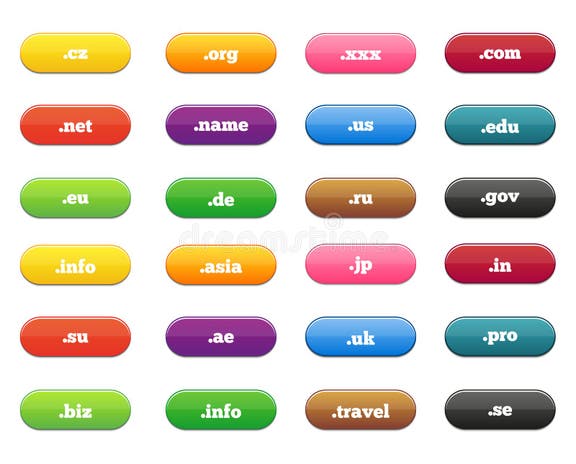 Huge Collection of Shiny Labels for Domain Names Stock Vector ...