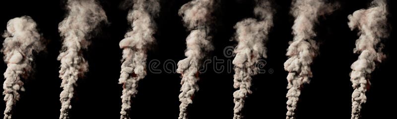 Huge Column of Pollution on Black Isolated, Computer Generated ...