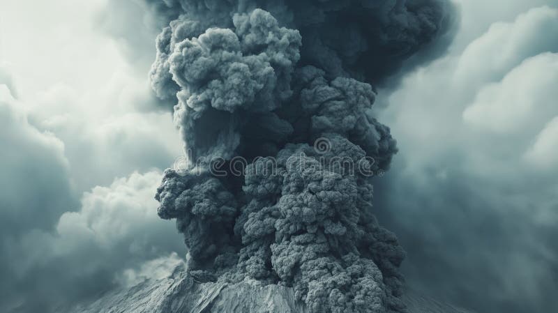 A Huge Column of Smoke with Ash Stock Image - Image of plant, bush ...