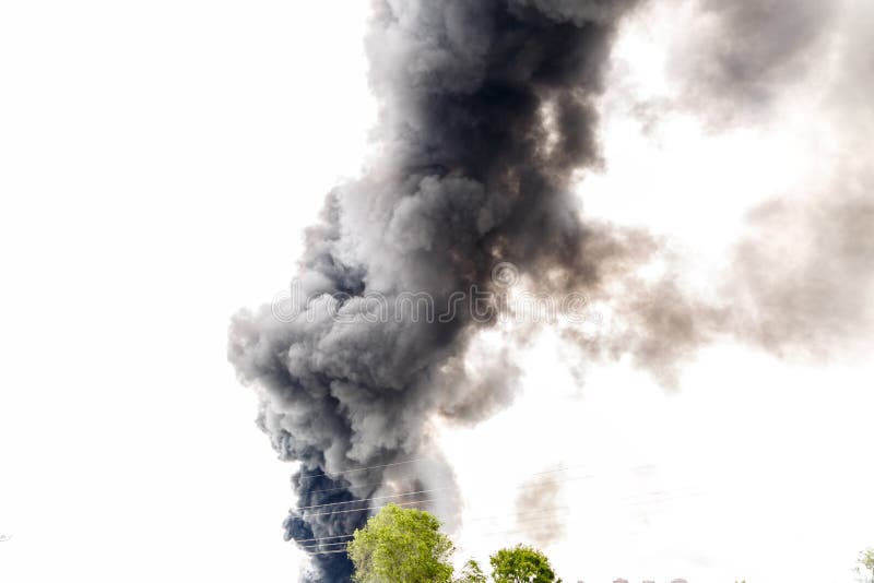 Column of Black Smoke Rising Above Fireplace in the City Stock Photo ...