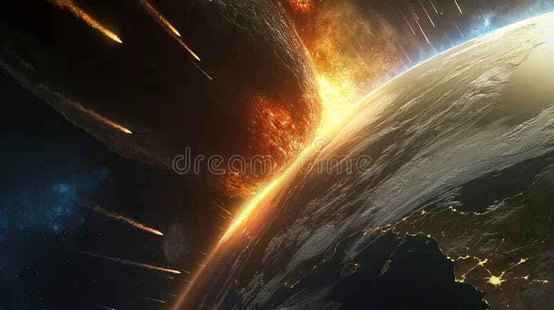 A Huge Comet Crashes into the Earth Stock Illustration - Illustration ...