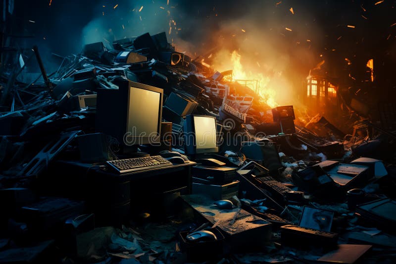 Huge Computer Dump. City Waste Dump Stock Illustration - Illustration ...