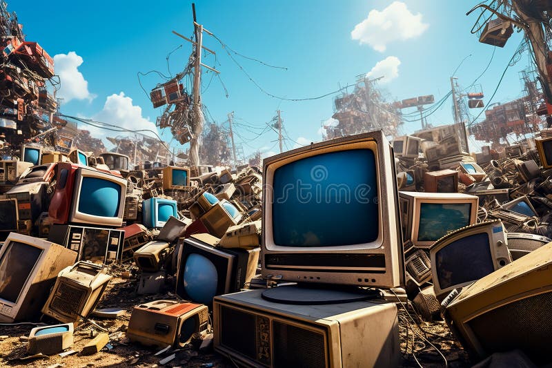 Huge Computer Dump. City Waste Dump Stock Illustration - Illustration ...