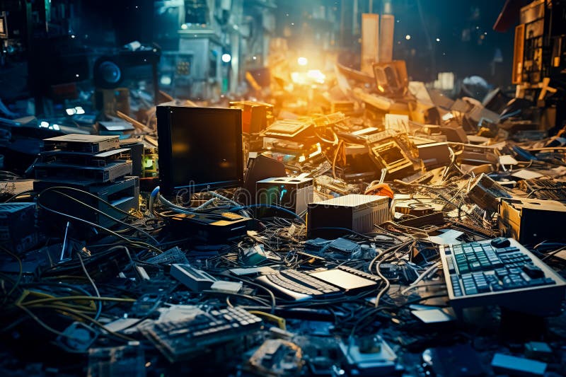 Huge Computer Dump. City Waste Dump Stock Illustration - Illustration ...