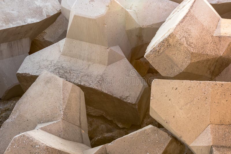 Huge Concrete Blocks by the Shore. Stock Image - Image of forms ...