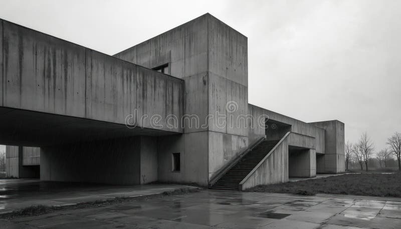 Grey Concrete Brutalist Building Stock Illustrations – 721 Grey ...