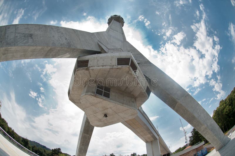 Huge Concrete Structure - Sky Scraper on a Beautiful White Cloud Stock ...