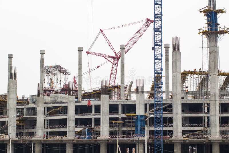 The Huge Construction Site in the Daytime Stock Photo - Image of crane ...