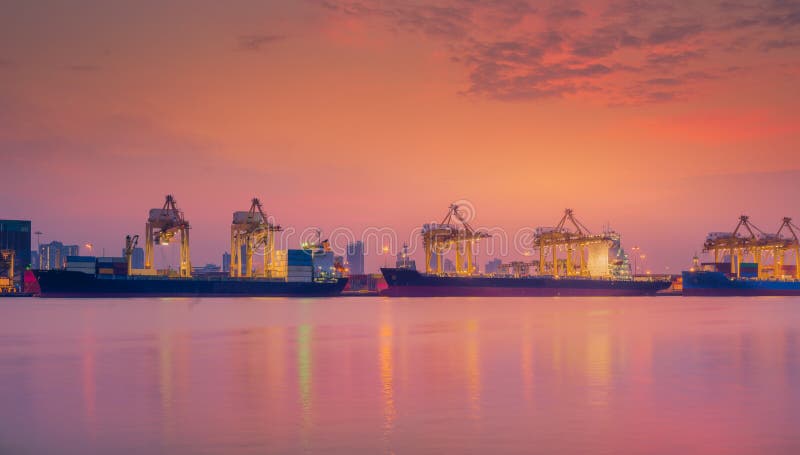 Huge Container Cargo Ship Outgoing from Port Stock Image - Image of ...