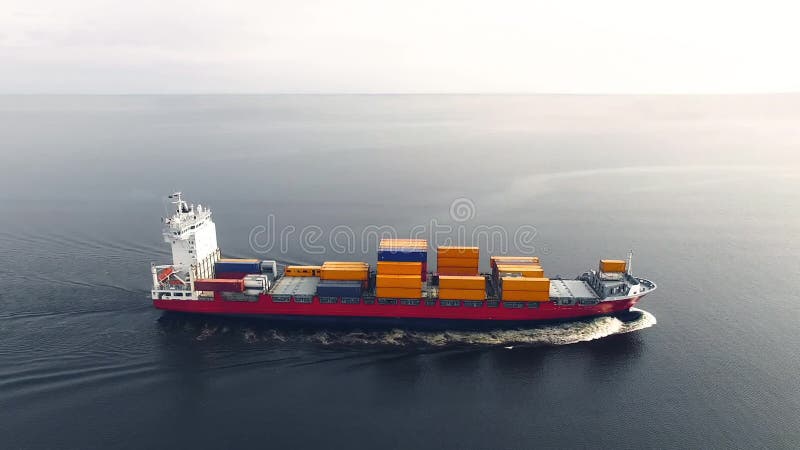 Floating cargo ship stock video. Video of trade, container - 119861687