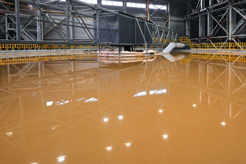 Huge Container To Separate Liquid Pulp Material in Workshop Stock Photo ...
