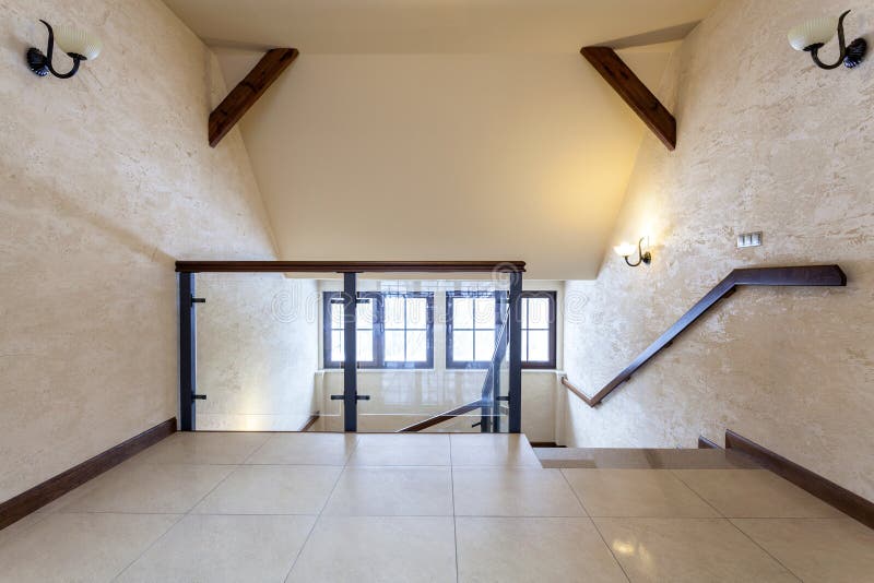 Huge Contemporary Bright Staircase Stock Photo - Image of luxurious ...