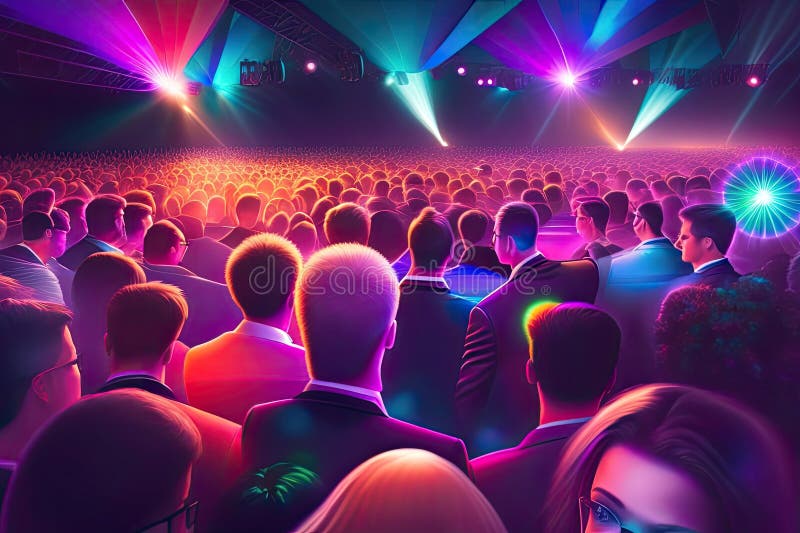Huge Crowd Disco Party in Night Club Generative AI Stock Illustration ...