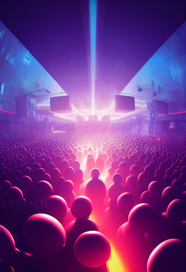 A Huge Crowded Disco Party in a Nightclub. Ai Generated. Disco ...