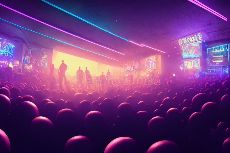 A Huge Crowded Disco Party in a Nightclub. Ai Generated. Disco ...