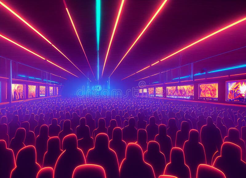 A Huge Crowded Disco Party in a Nightclub. Ai Generated. Disco ...