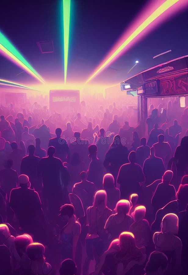 A Huge Crowded Disco Party in a Nightclub. Ai Generated. Disco ...