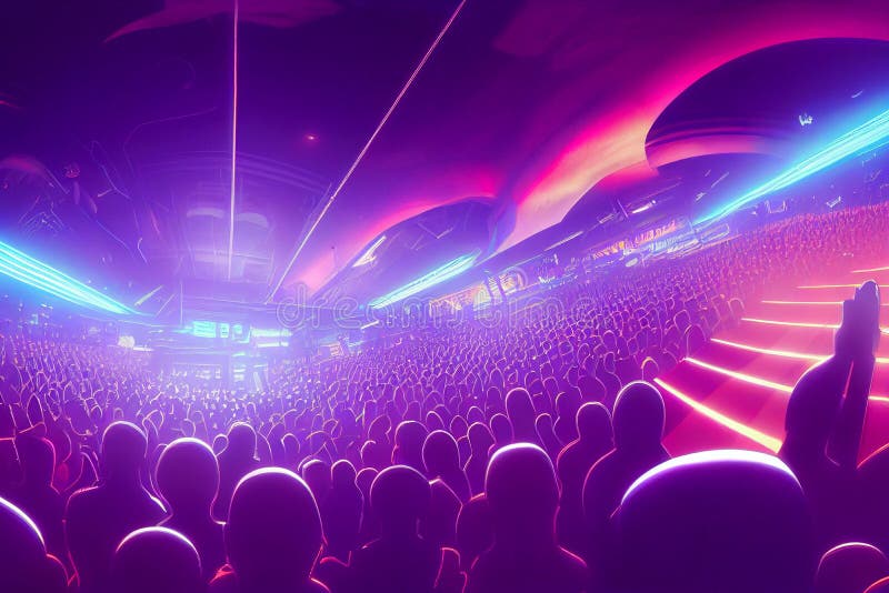 A Huge Crowded Disco Party in a Nightclub. Ai Generated. Disco ...