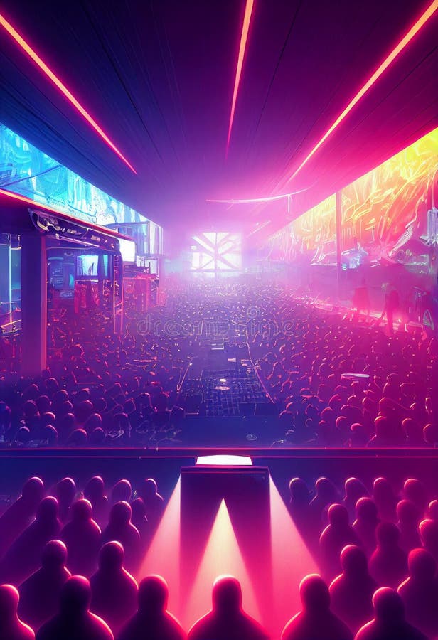 A Huge Crowded Disco Party in a Nightclub. Ai Generated. Disco ...