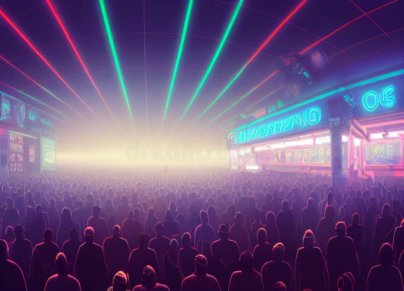 A Huge Crowded Disco Party in a Nightclub. Ai Generated. Disco ...