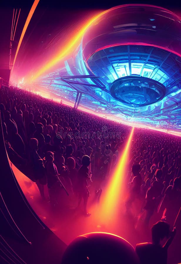 A Huge Crowded Disco Party in a Nightclub. Ai Generated. Disco ...