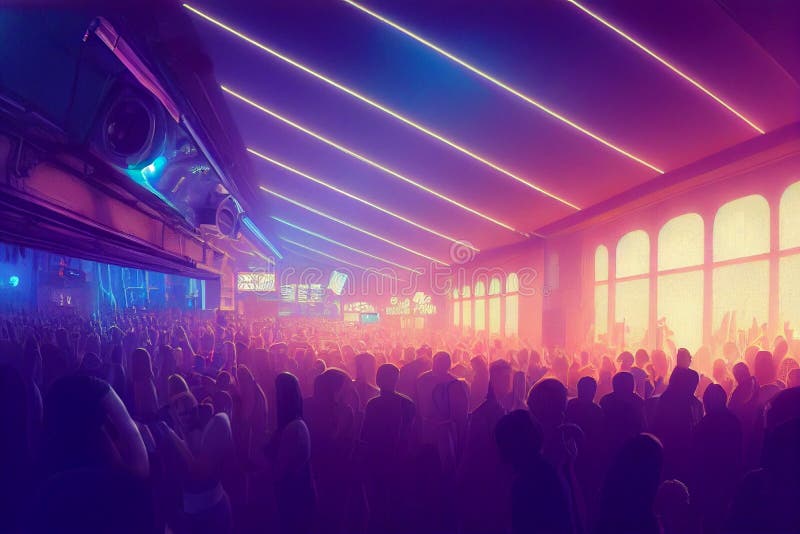 A Huge Crowded Disco Party in a Nightclub. Ai Generated. Disco ...