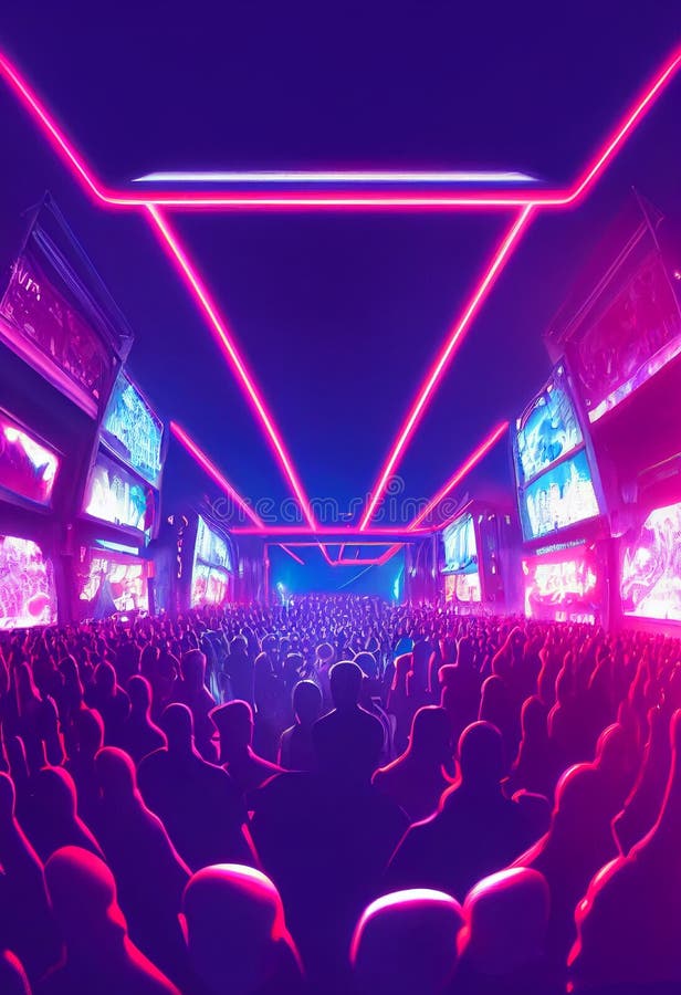 A Huge Crowded Disco Party in a Nightclub. Ai Generated. Disco ...