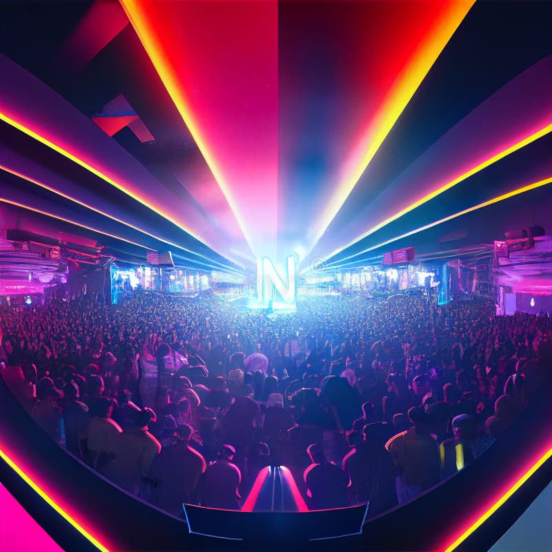 A Huge Crowded Disco Party in a Nightclub. Ai Generated. Disco ...