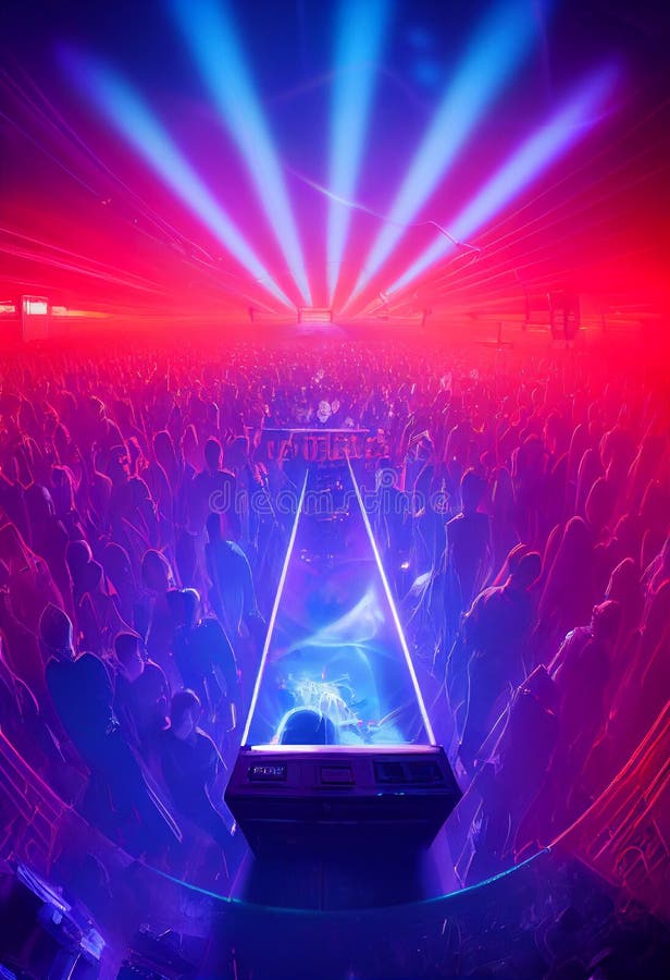 A Huge Crowded Disco Party in a Nightclub. Ai Generated. Disco ...