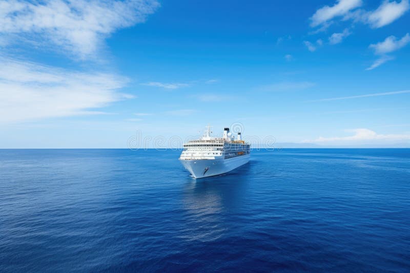 Huge Cruise Ship Under the Open Sky in the Middle of the Ocean Stock ...