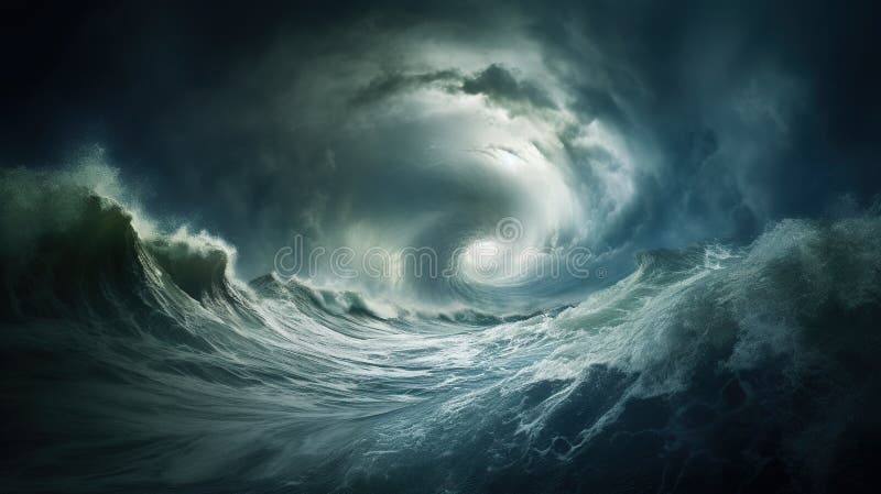 A Huge Cyclone Emerging Toward Fantasy Environment Stock Illustration ...