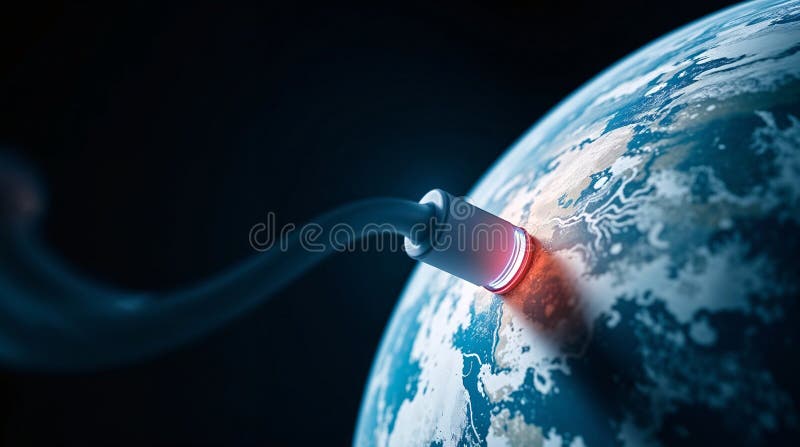 Huge Data Cable Connected To Earth, Internet Connection in Space Stock ...
