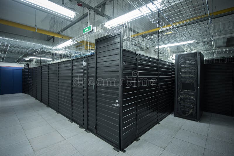 The Huge Data Center Server Room Cloud Services Stock Photo - Image of ...