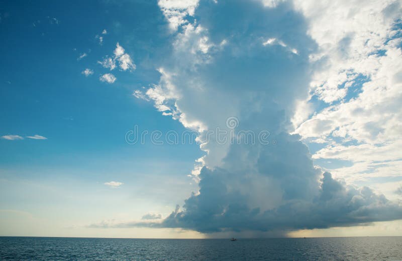 Huge Distant Cloud with Rain Over the Sea Stock Photo - Image of travel ...