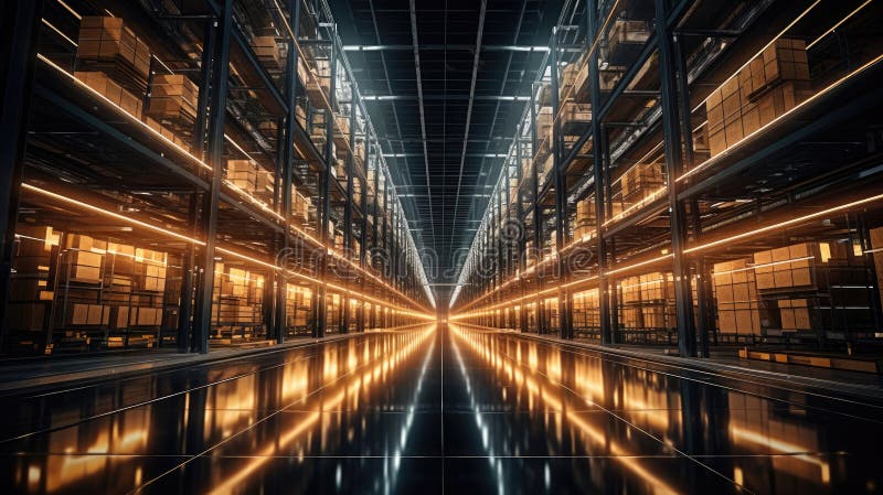 Huge Distribution Automatic Warehouse with High Shelves Stock ...