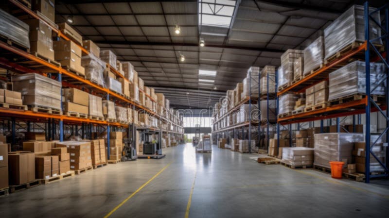 Huge Distribution Warehouse with High Shelves Stock Illustration ...