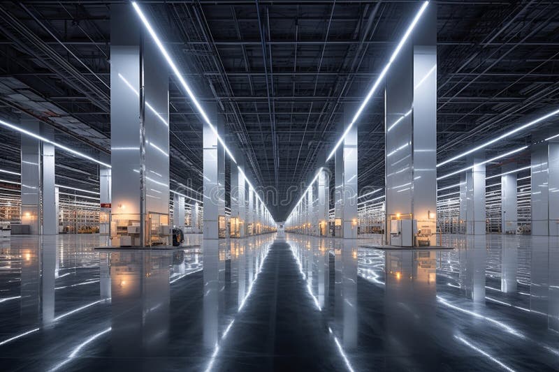 Huge Distribution Warehouse with High Shelves Stock Photo - Image of ...