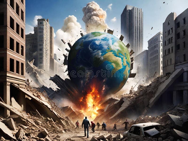 Huge explosion of earth stock illustration. Illustration of earth ...