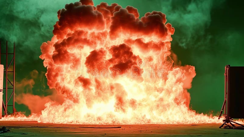 Huge Explosion Filling the Frame on Green Screen Set Stock Footage ...