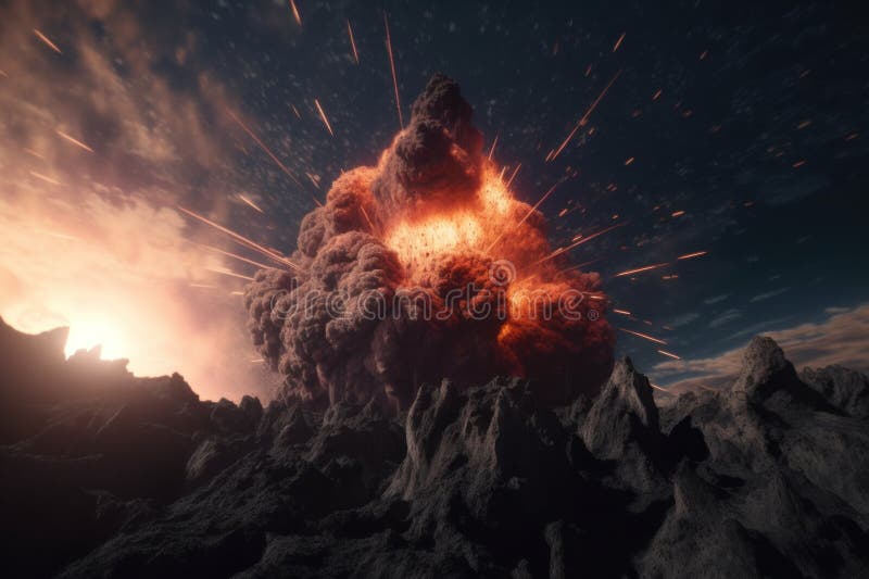 A Huge Explosion of Lava and Lava in the Sky. AI Generative Image ...