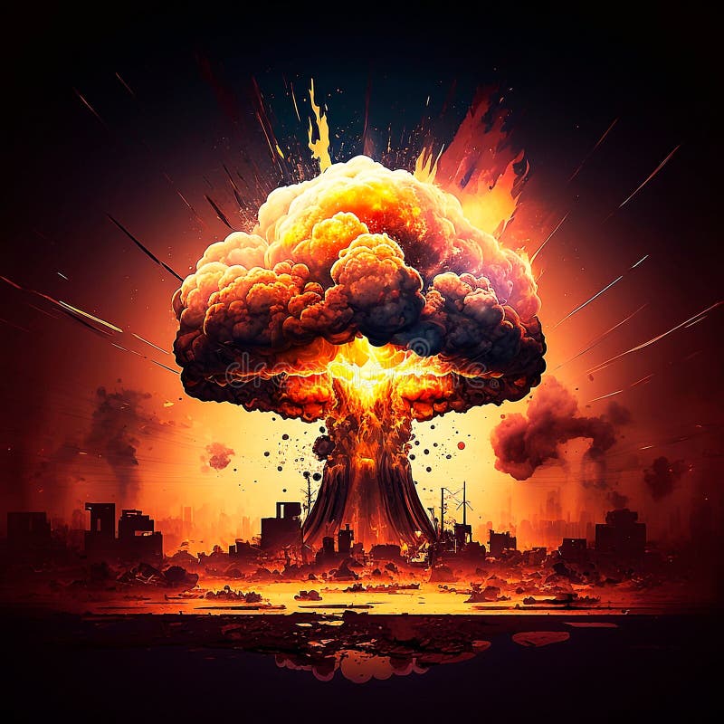 A Huge Explosion of a Nuclear Bomb, the End of the World. Stock Photo ...