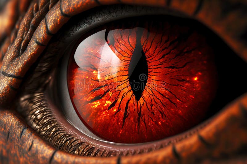 Huge Eye Red Dragons with Black Narrow Pupil Stock Illustration ...