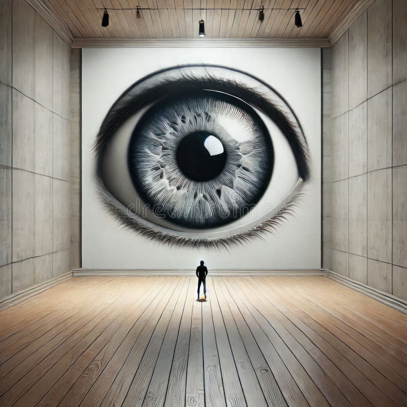 A Huge Eye on the Wall, Looking at a Person. Stock Photo - Image of ...