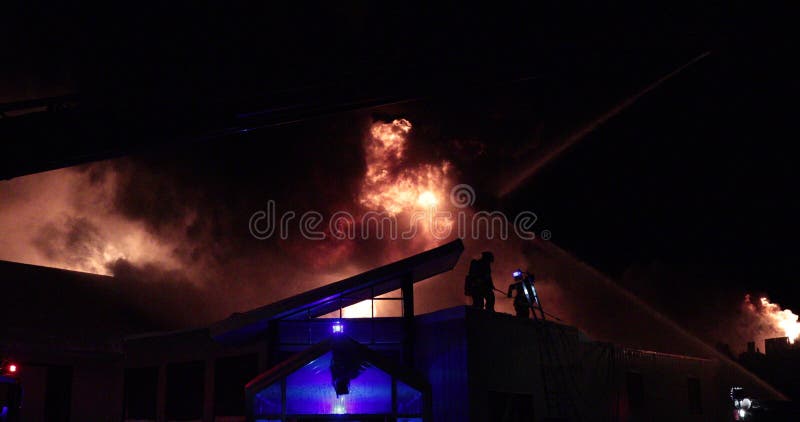 Huge Fire Blazing in Commercial Building. Stock Footage - Video of ...