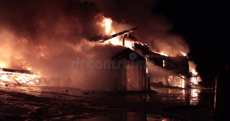 Huge Fire Blazing in Commercial Building. Stock Footage - Video of ...