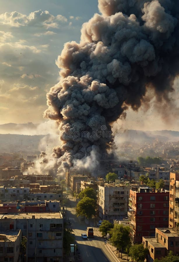 Huge Fire in the City - Generative AI Stock Illustration - Illustration ...