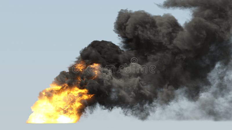 Huge Fire and Smoke on Blue Background Stock Illustration ...